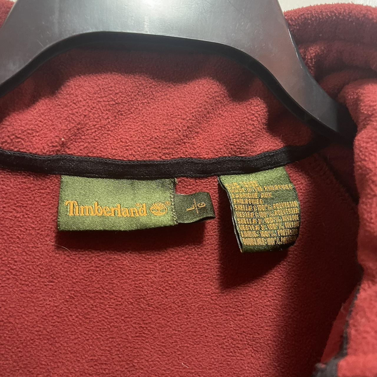 red and black timberland jacket - Depop
