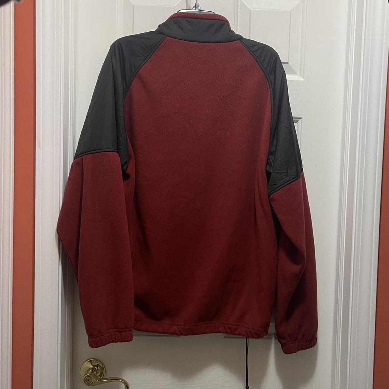 red and black timberland jacket - Depop