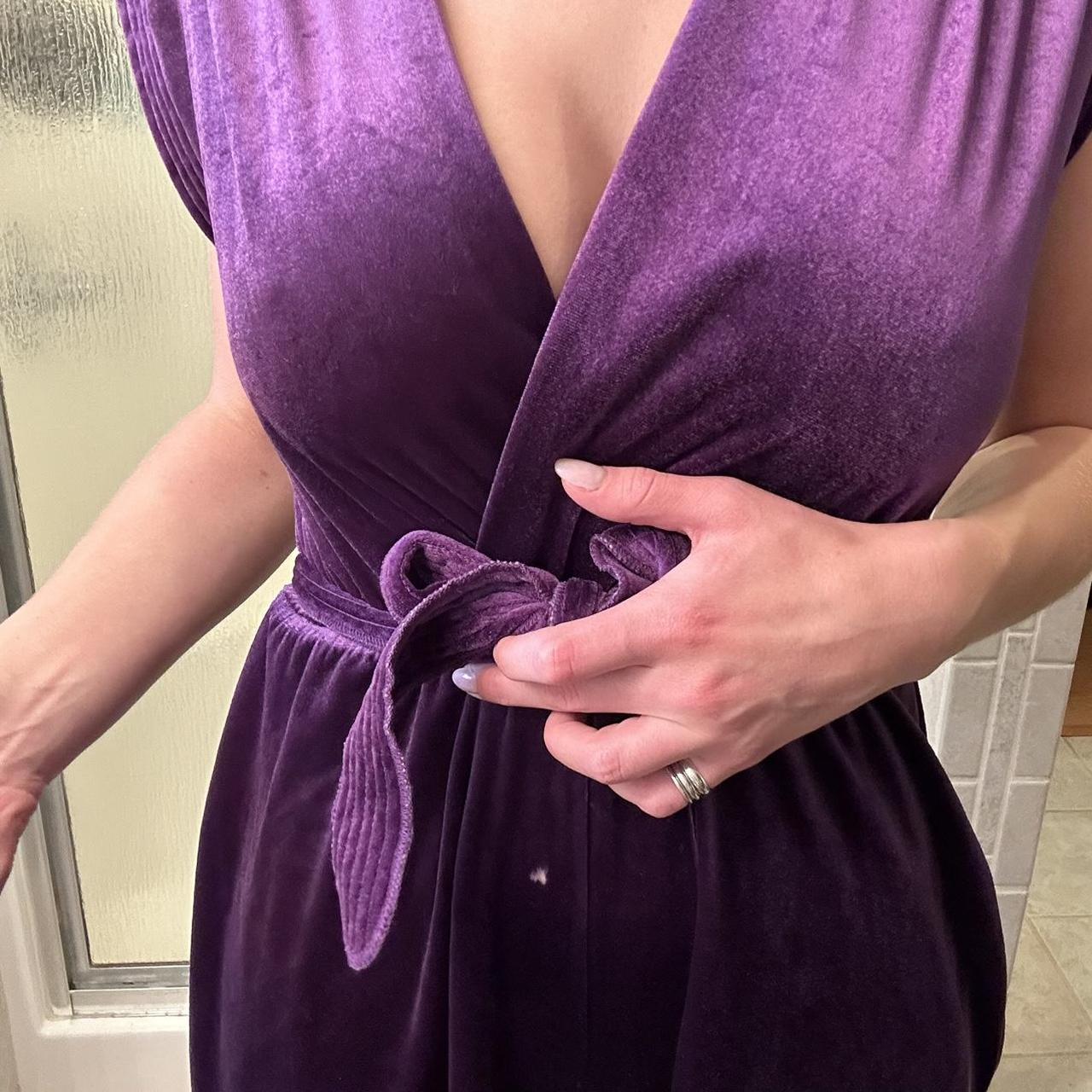 Vintage purple velvet straight leg jumpsuit One... - Depop