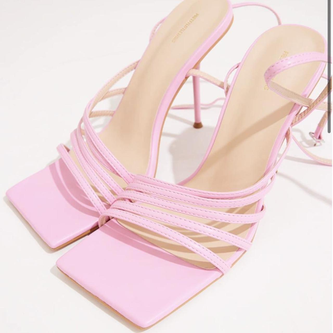 PLT Pretty Little Thing Baby Pink PU Square Toe... - Depop