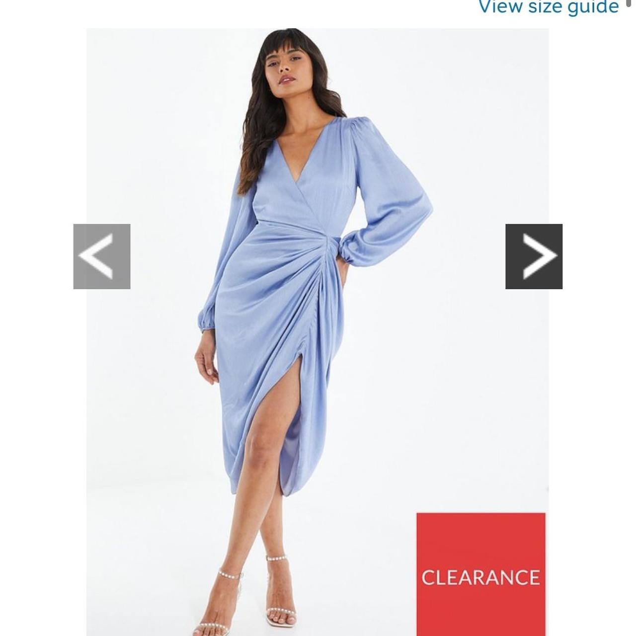 QUIZ satin blue quiz dress, only worn once for a few... - Depop