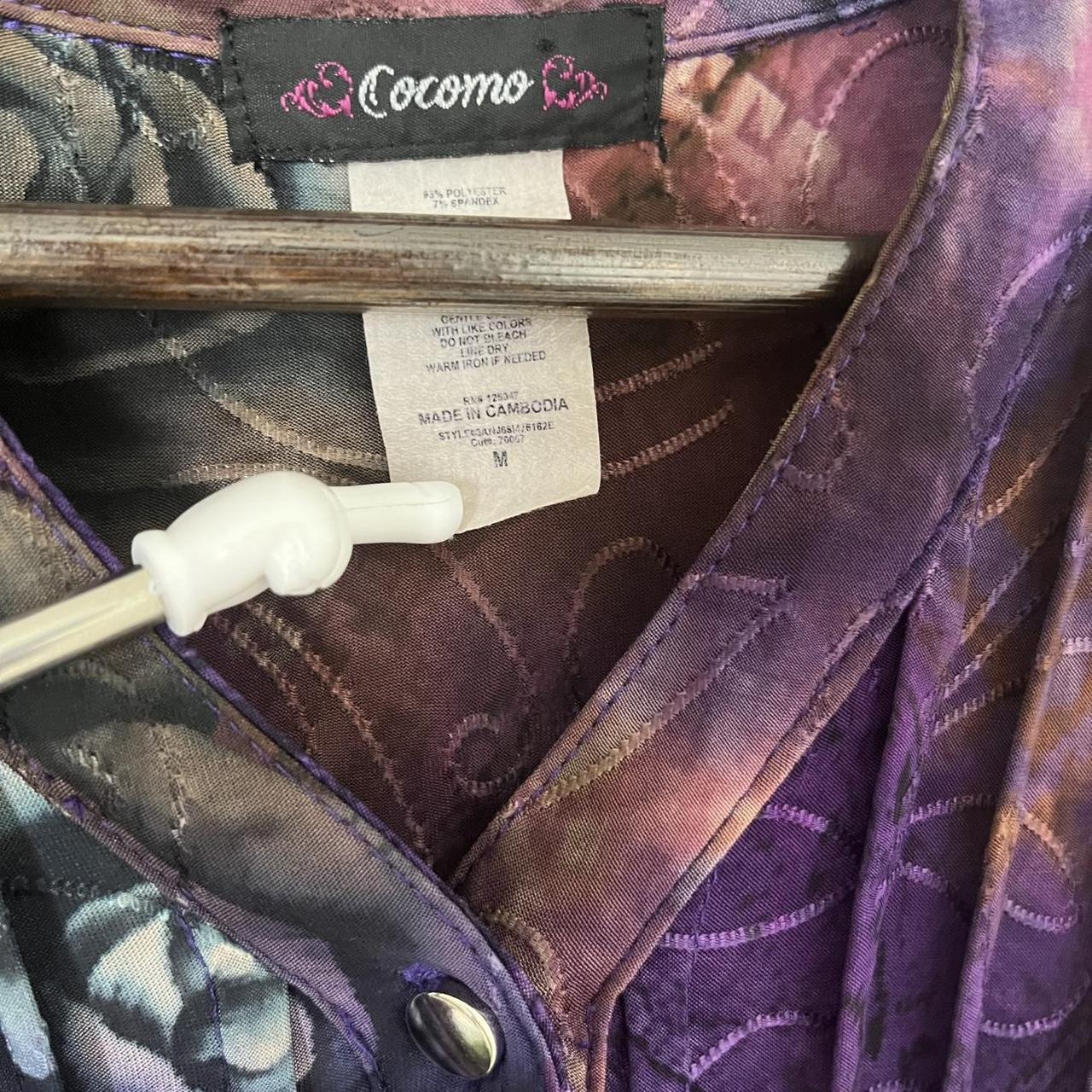 Purple and black rose blouse with detailed bottom ... | Depop