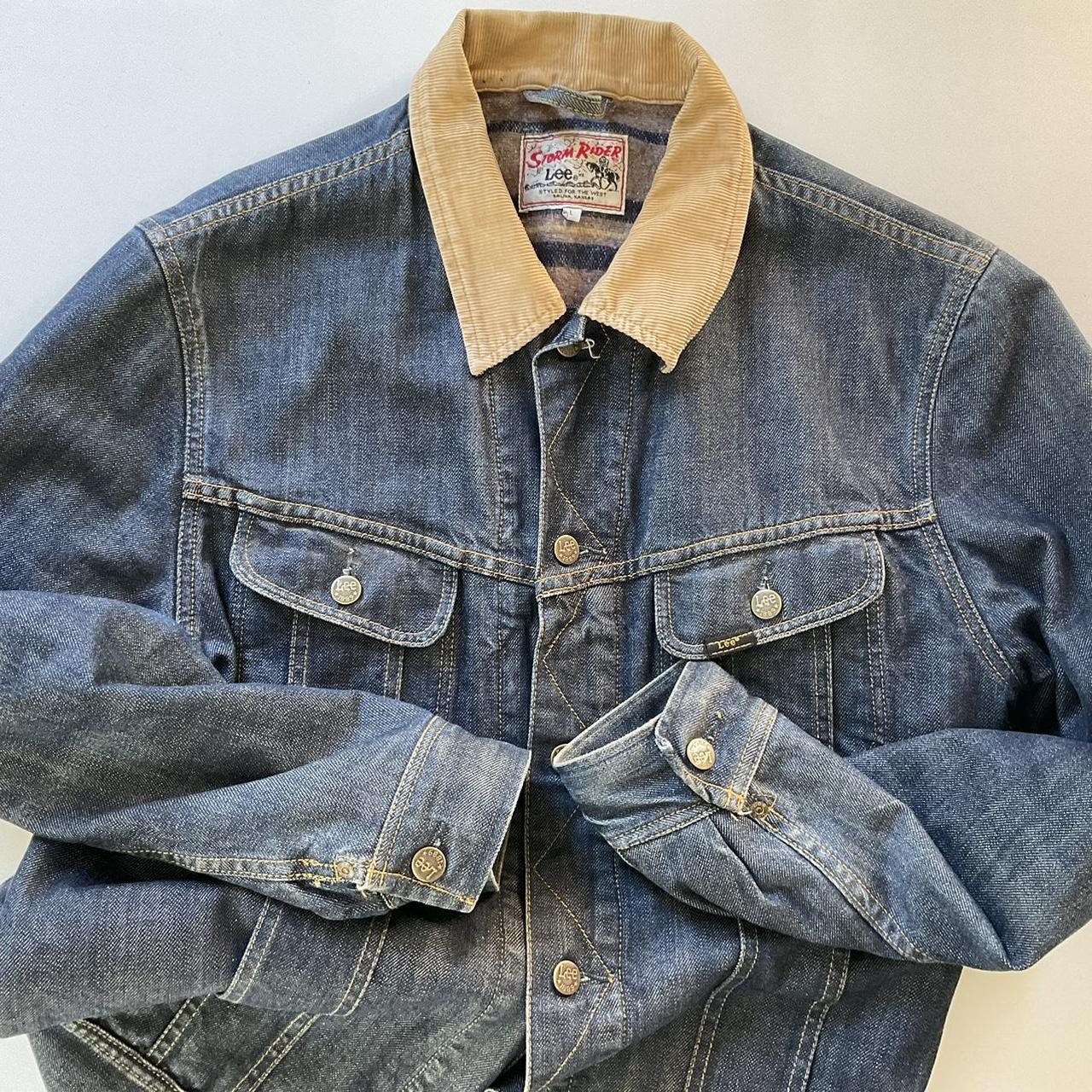 Mens vintage Storm Rider Lee Jacket, dark blue denim... - Depop