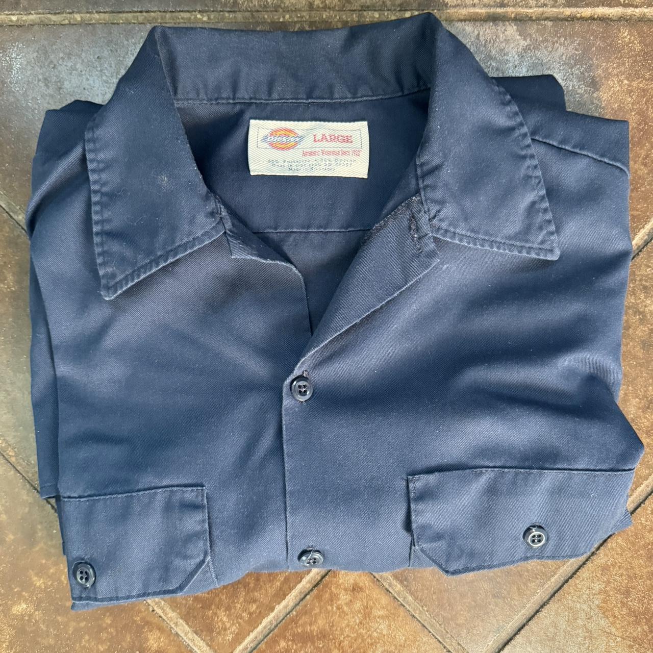 Vintage Dickies Button Up has to strings coming... - Depop