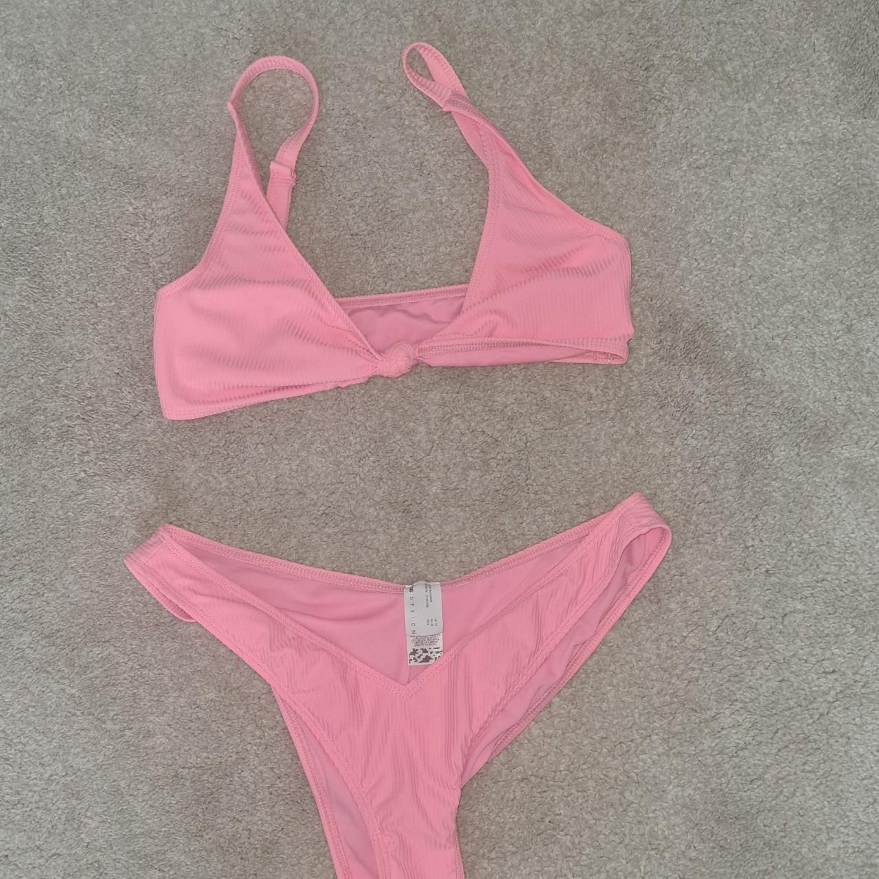 ASOS neon pink bikini size 10. Ribbed details and... - Depop