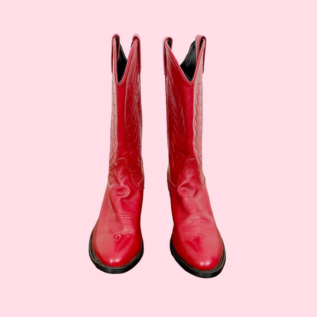 RED LEATHER COWBOY BOOTS • Brand: SCL 7016 • Era:... - Depop
