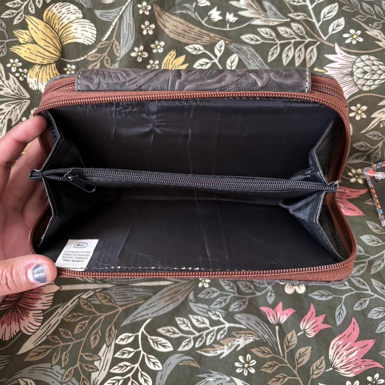 black leather wallet with a mirror inside - Depop
