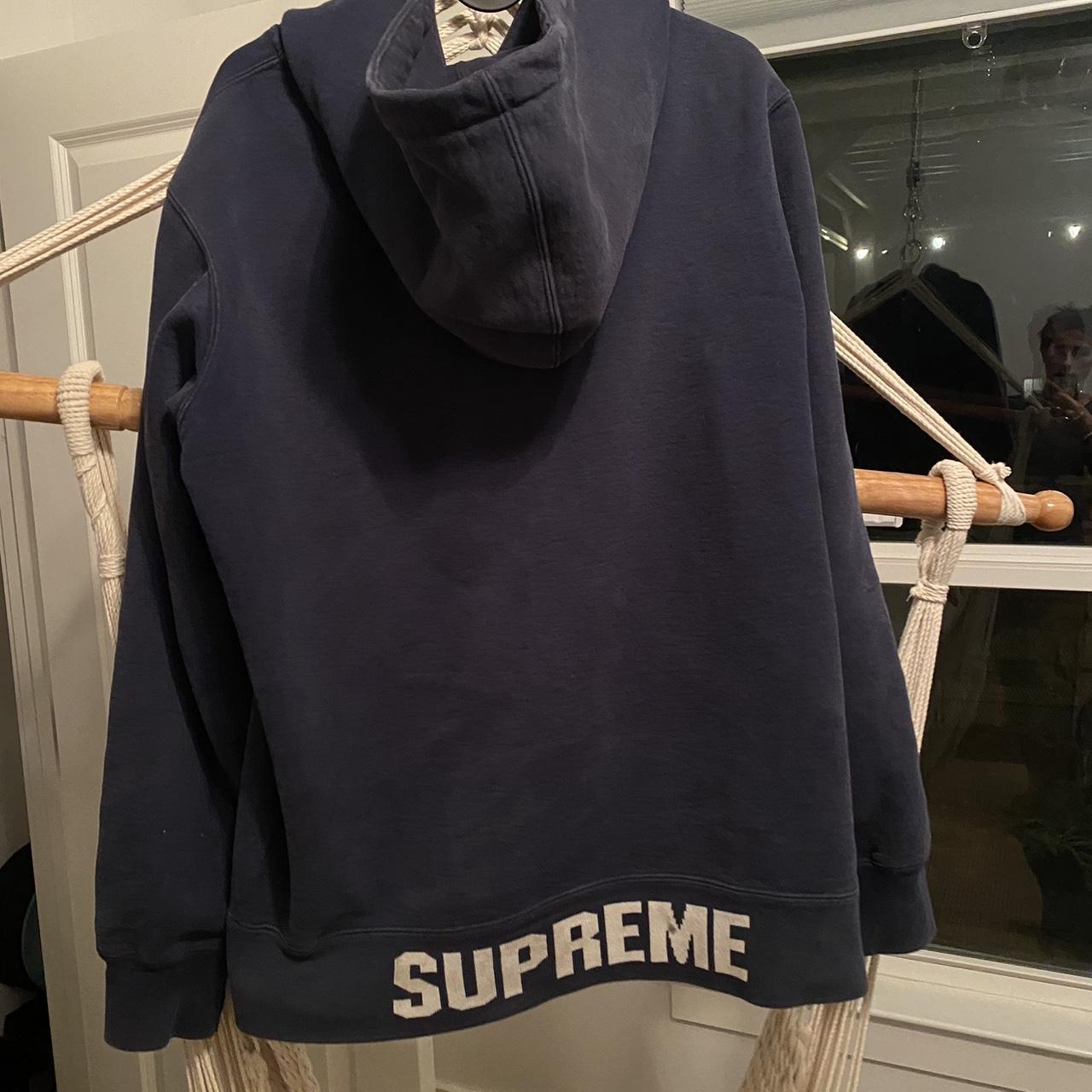 Navy blue supreme zip up - Depop