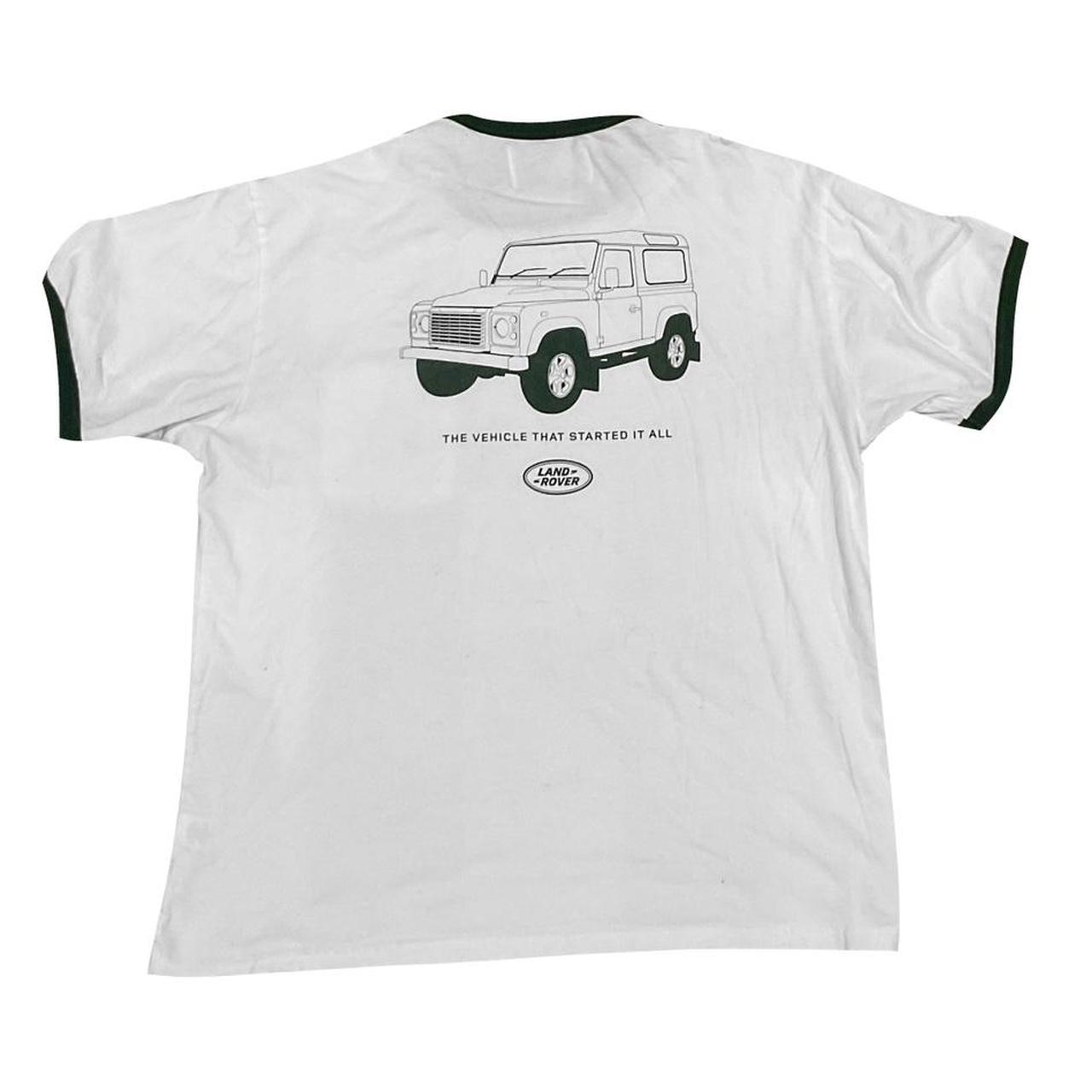 Vintage Land Rover White T-Shirt Green Collar and... - Depop