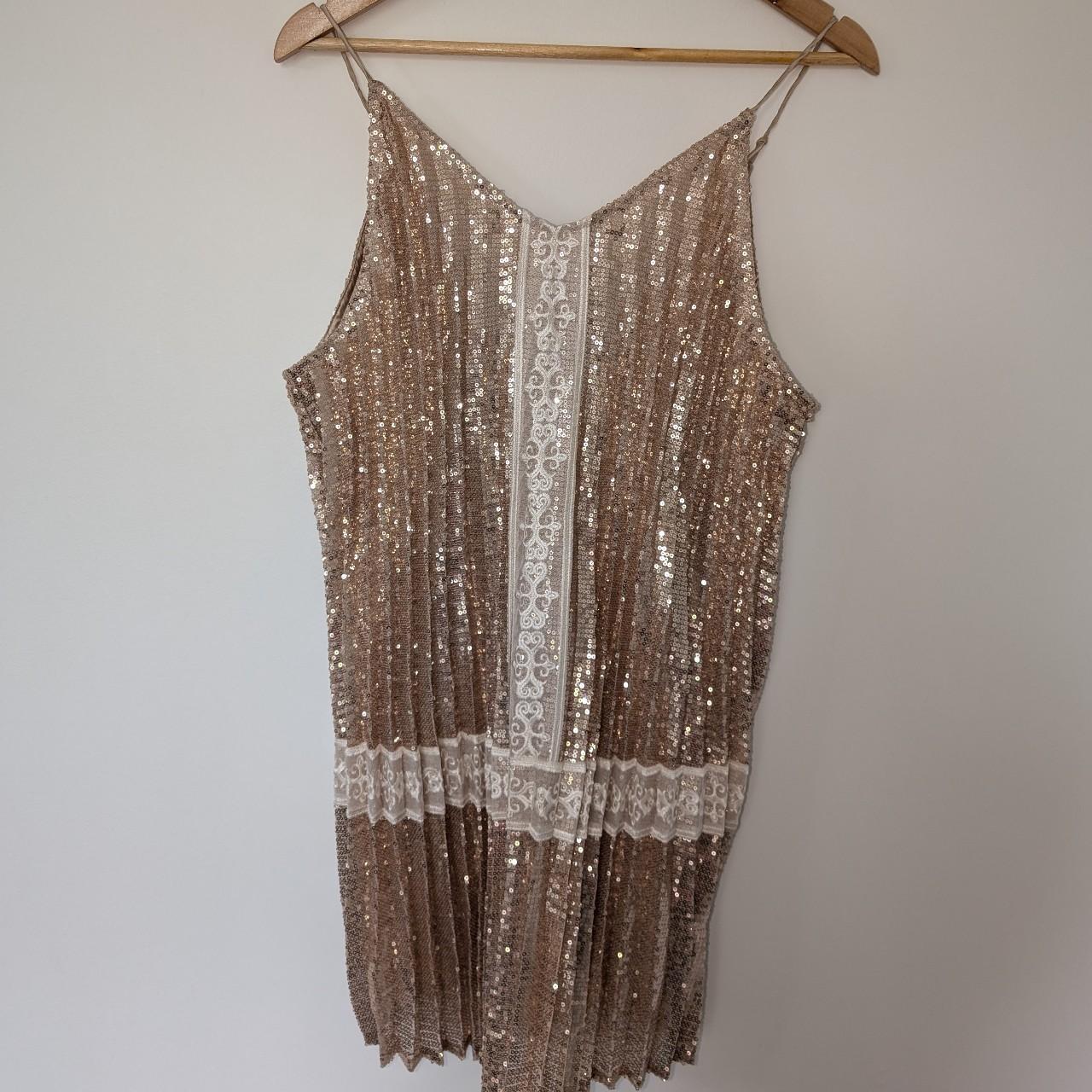 FLANNEL coco cami tie rose gold dress in perfect... | Depop