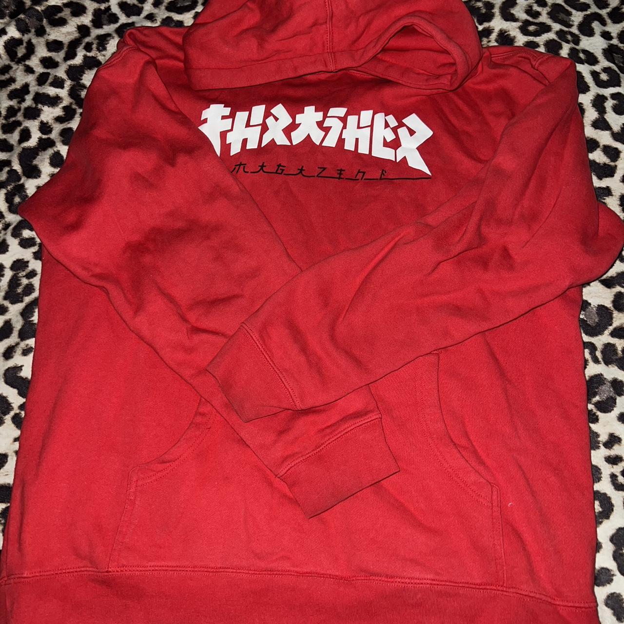 Thrasher red hoodie worn a couple of times but... - Depop