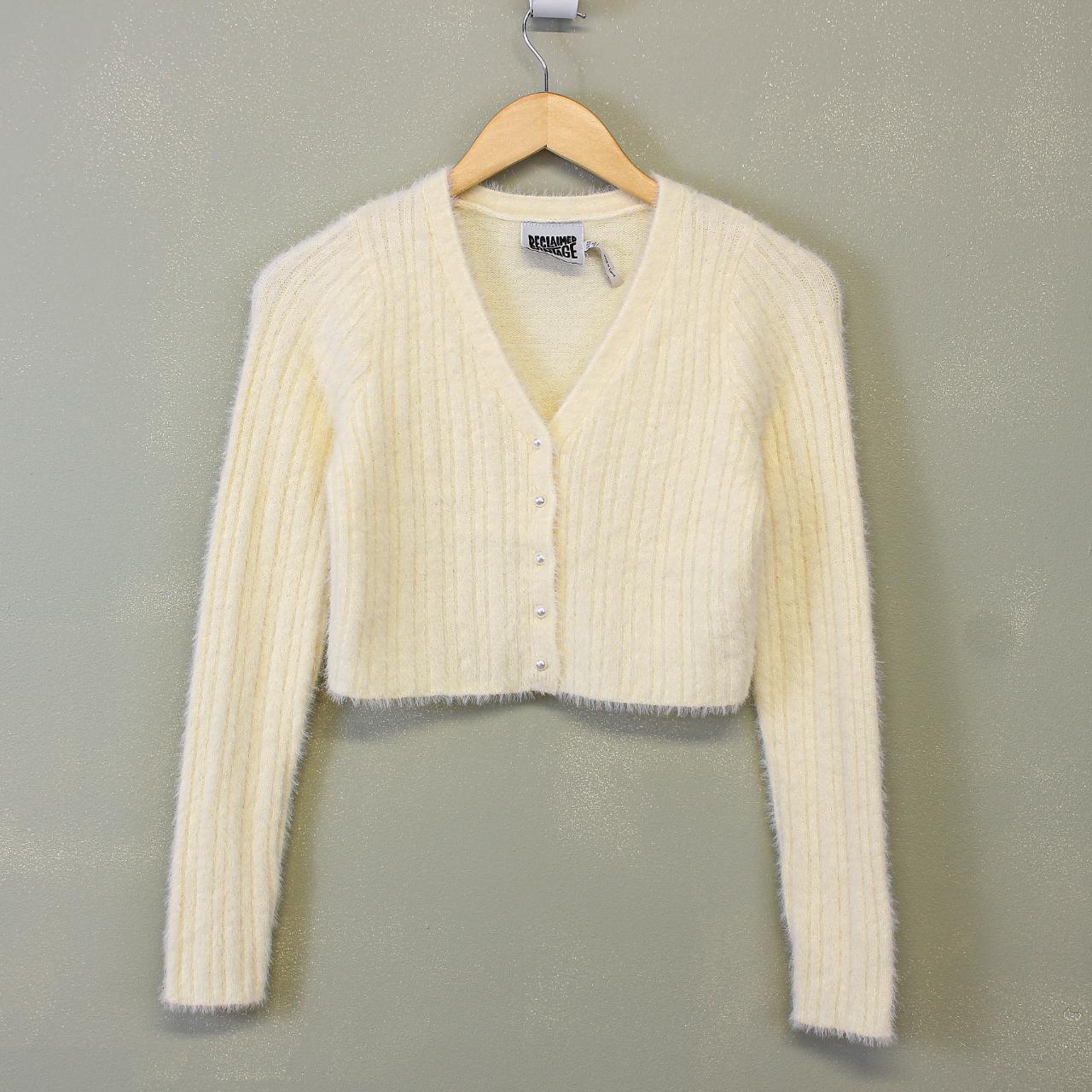 Vintage Knitted Crop Cardigan Colour: Cream Size:... - Depop