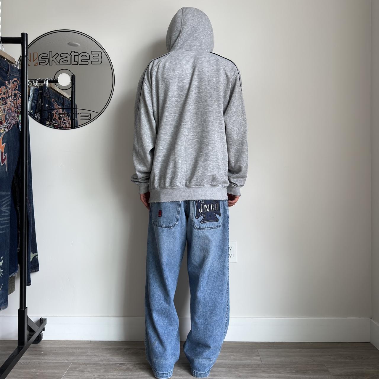 Distressed Y2K Adidas Center Logo Hoodie Distress... - Depop