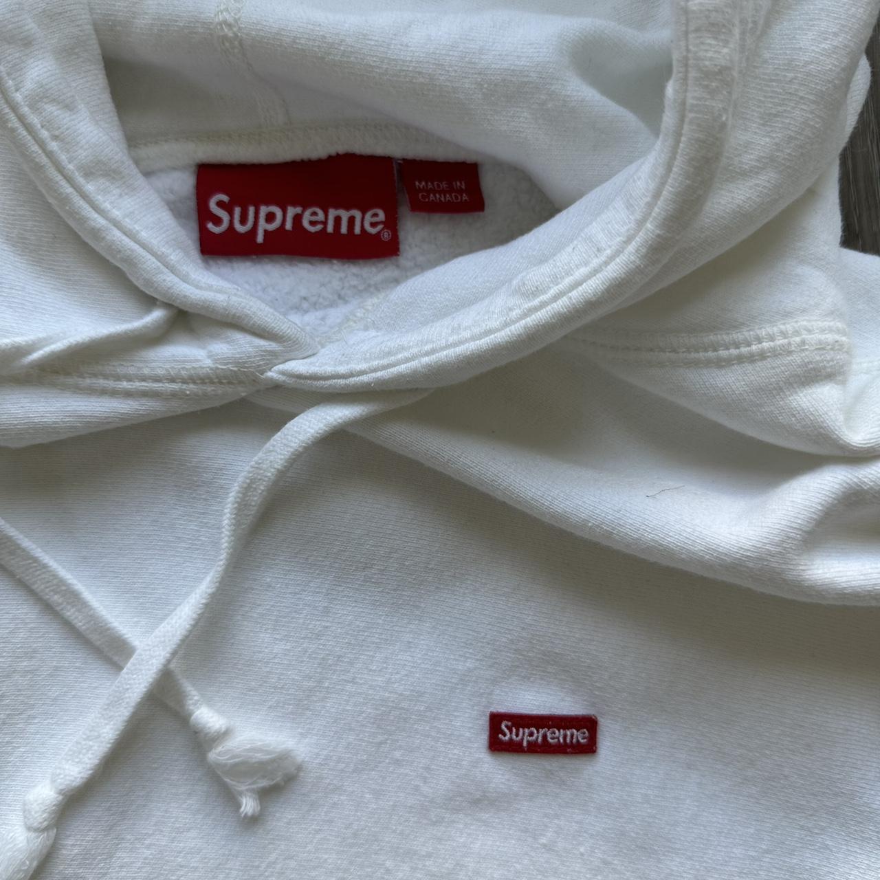 Y2K Supreme Small Box White Hoodie Crazy comfy... - Depop