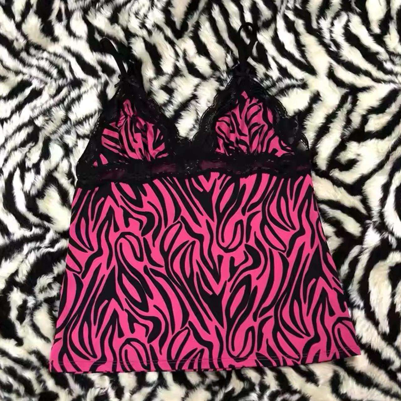 really pretty y2k 2000s pink and black zebra print... | Depop