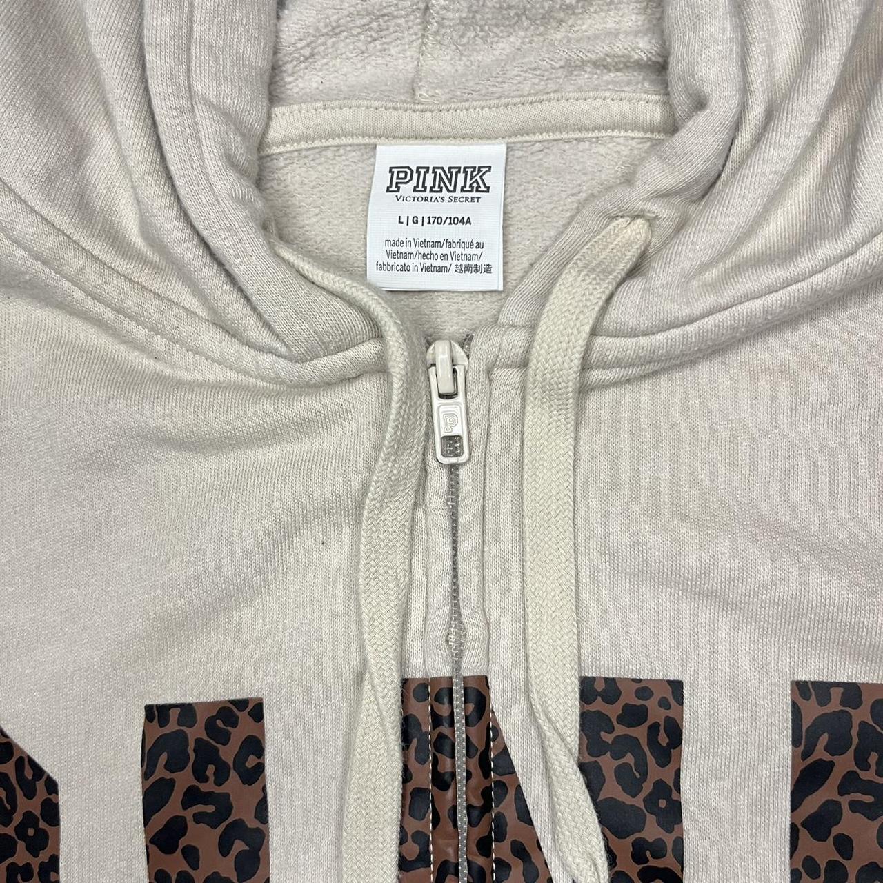 Pink by Victoria’s Secret cream & cheetah print zip... - Depop