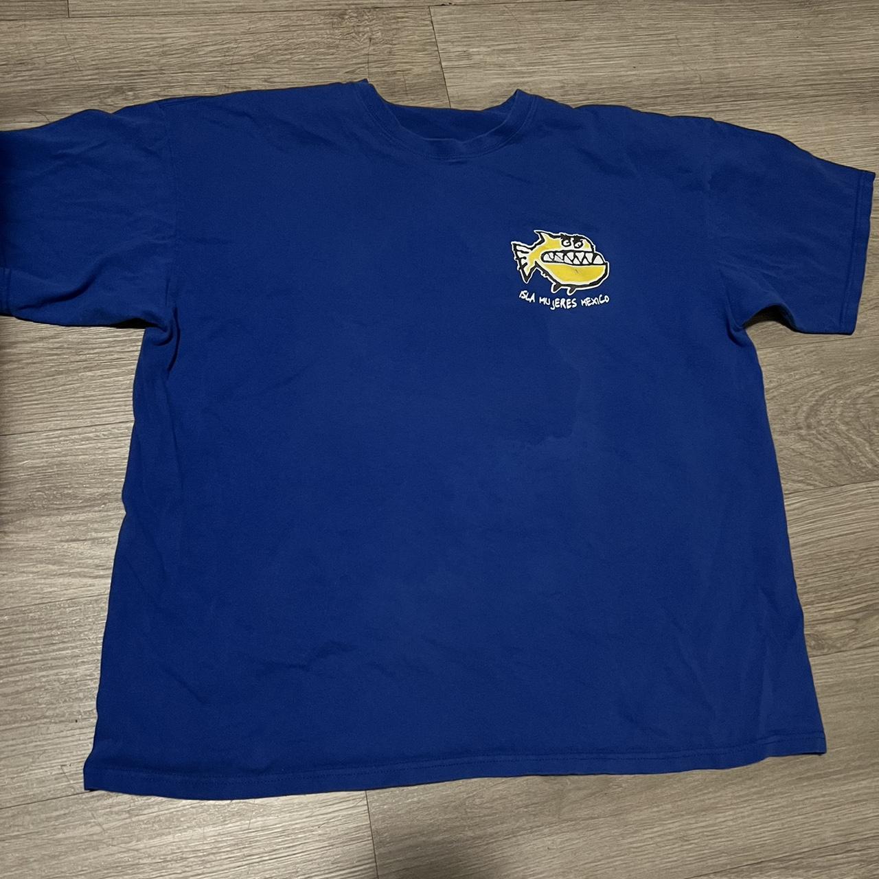 blue bad fish mexico tee. size xl - Depop