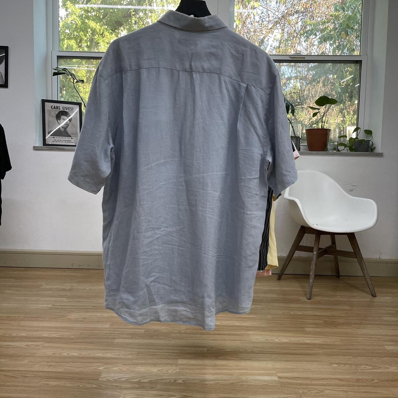 Light weight blue linen Button up shirt Tag Size:... - Depop