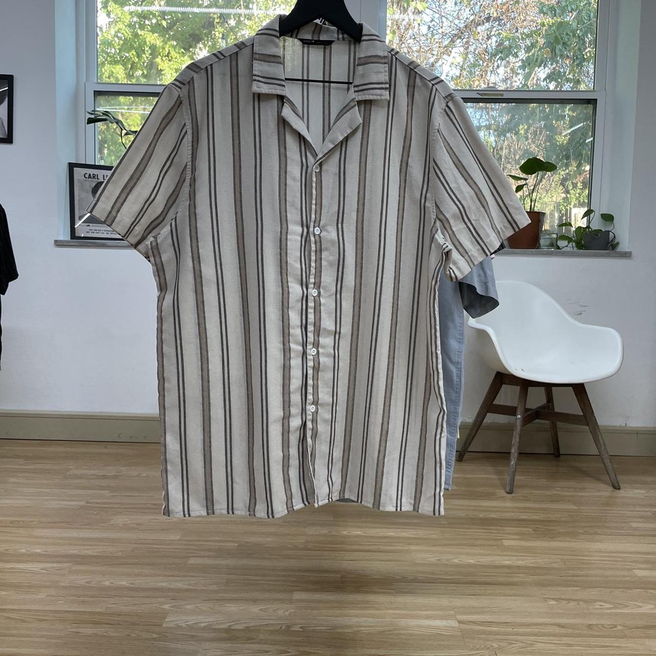 Shades of tan linen Button Up Shirt Measurements:... - Depop