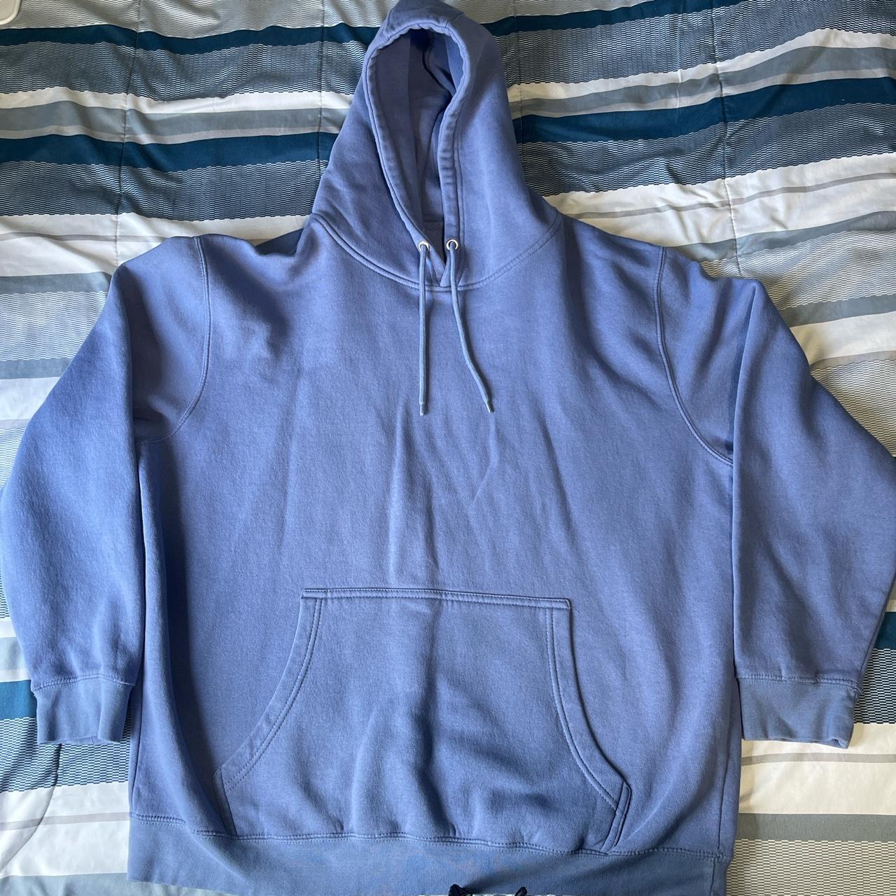 blue men’s plain hoodie - Depop