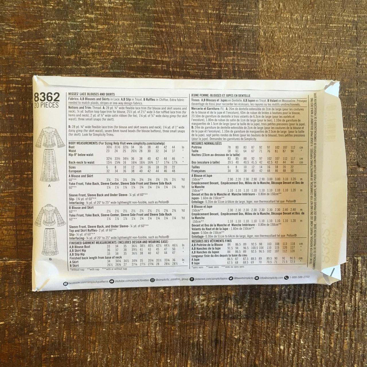 Simplicity PATTERN 8362 Misses Sheer Lace Blouse and... | Depop