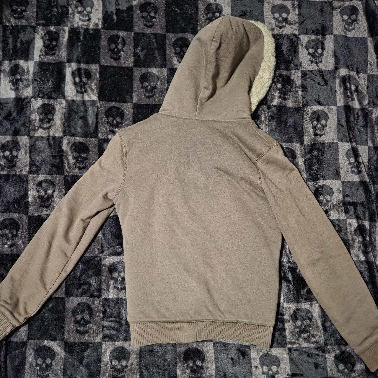 Aeropostale Brown Faux Fur Lined Hoodie Zip... | Depop