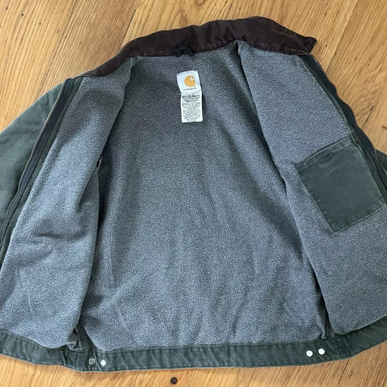 Vintage Carhartt Detroit J97 MOS GREEN SIZE M check... - Depop