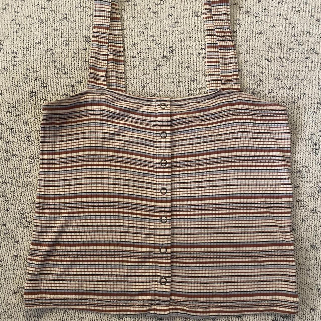 Small multicolor striped cropped tank top, perfect... - Depop
