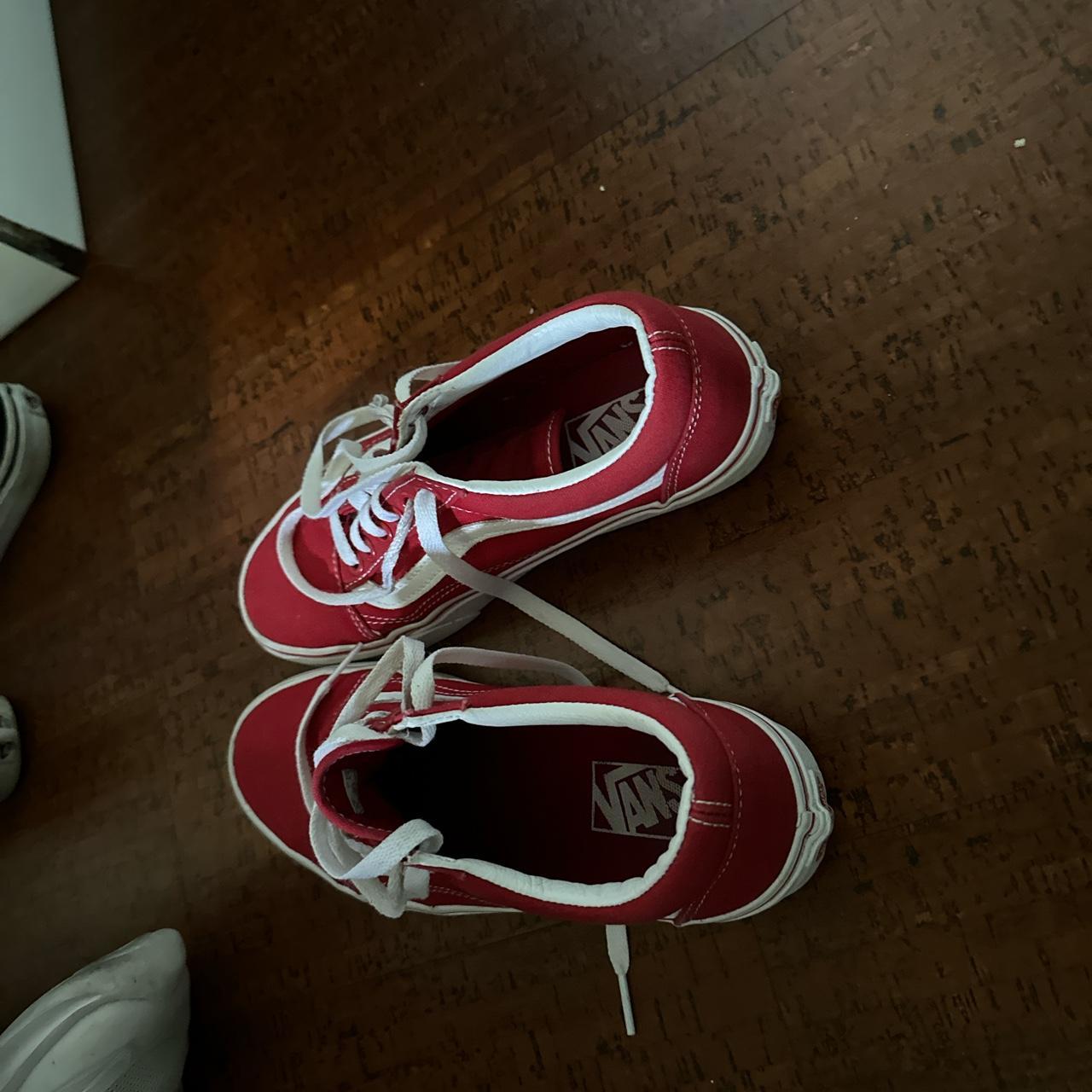 Red vans(barley worn)(size 5 in men’s) - Depop