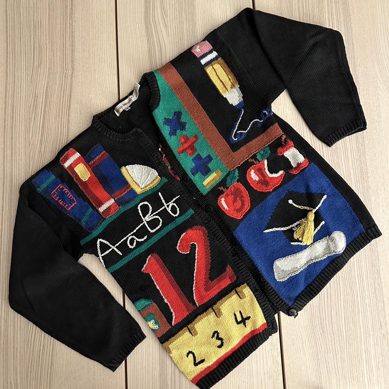 Cutest school-themed sweater. So thick and cozy,... - Depop