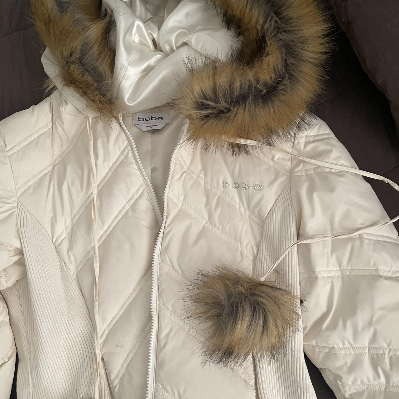 ivory bebe coat w cutest pom pom detailing🤎 message... - Depop