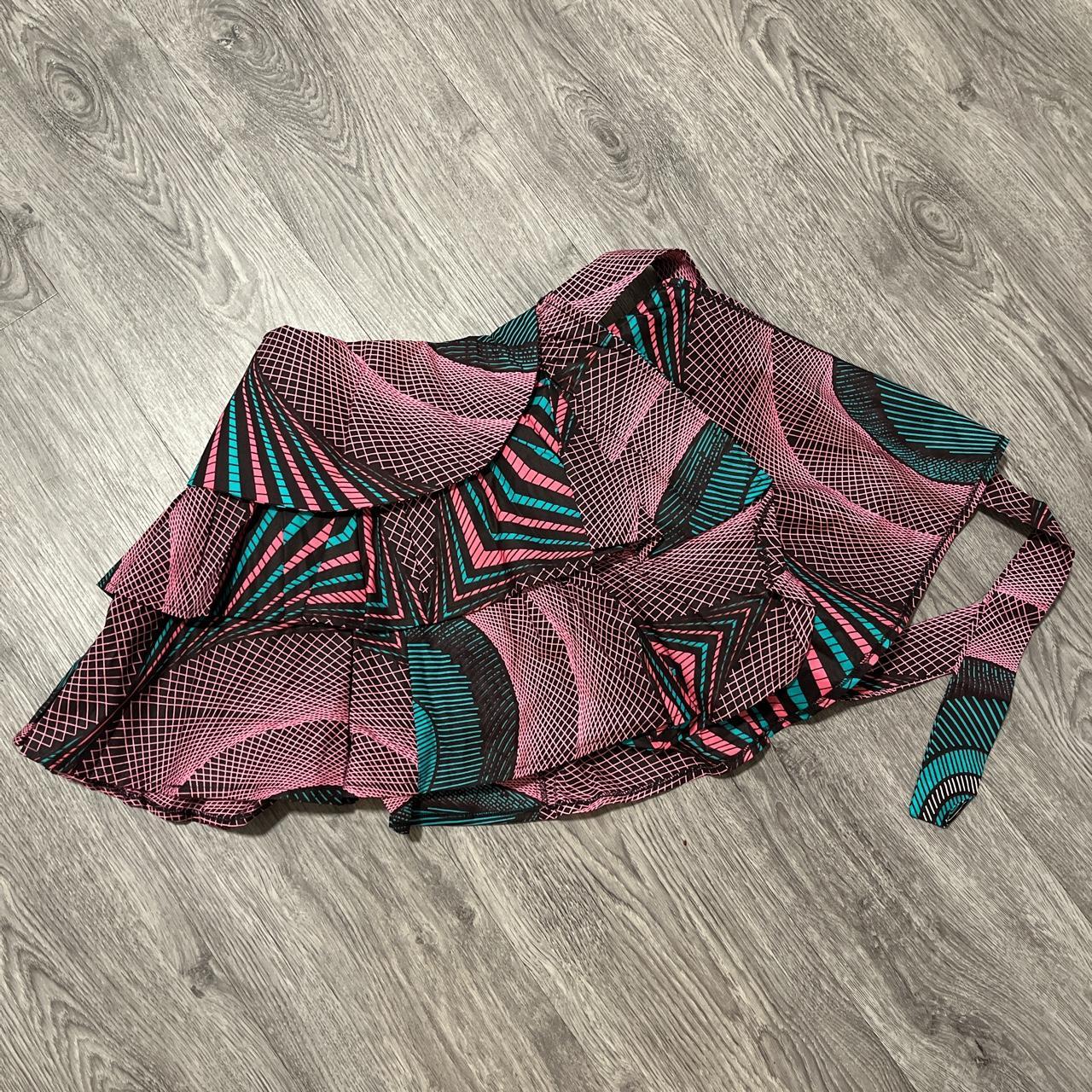 Mini ruffle wrap skirt. African inspired pattern. It... - Depop