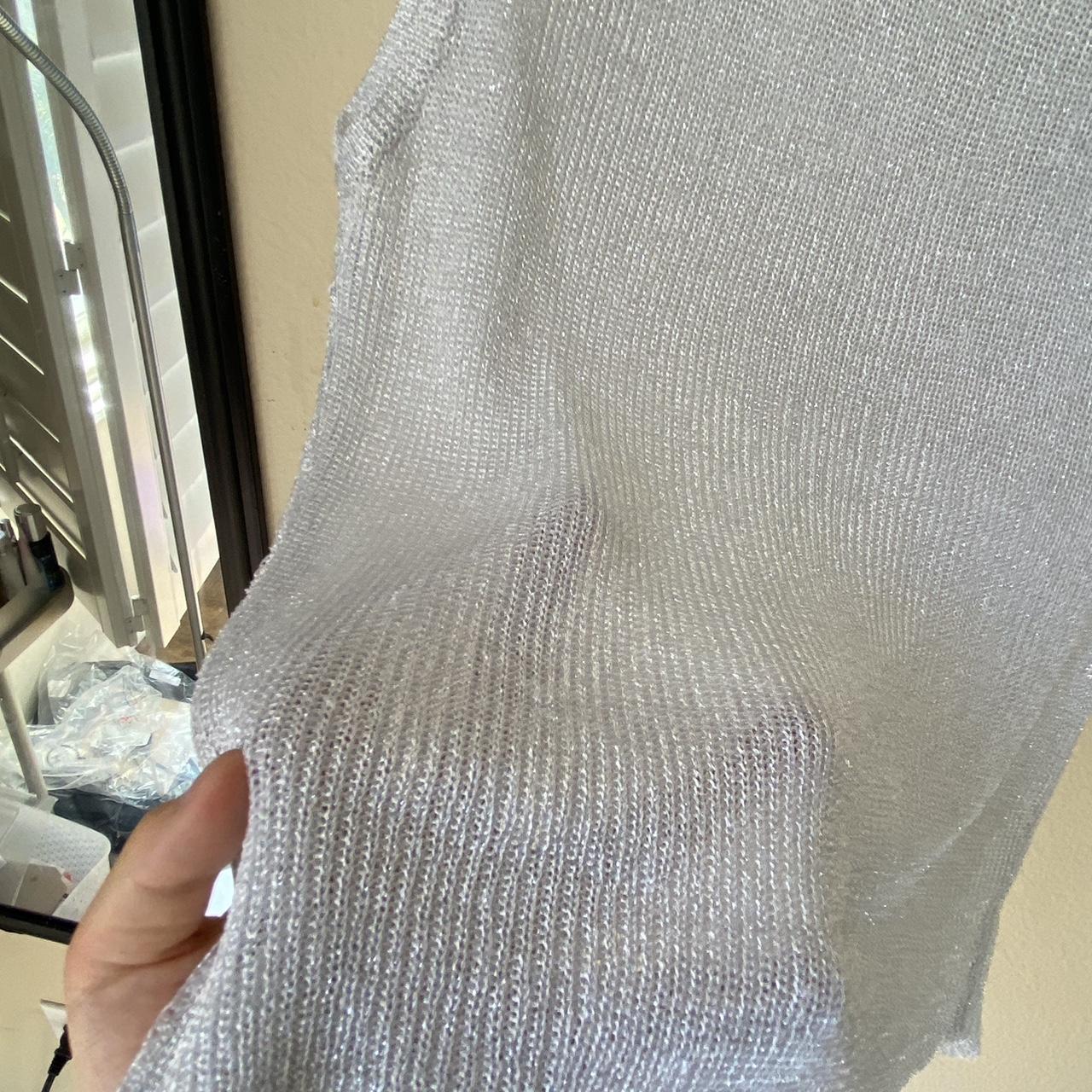 Silver/grey mesh top Perfect for layering... - Depop