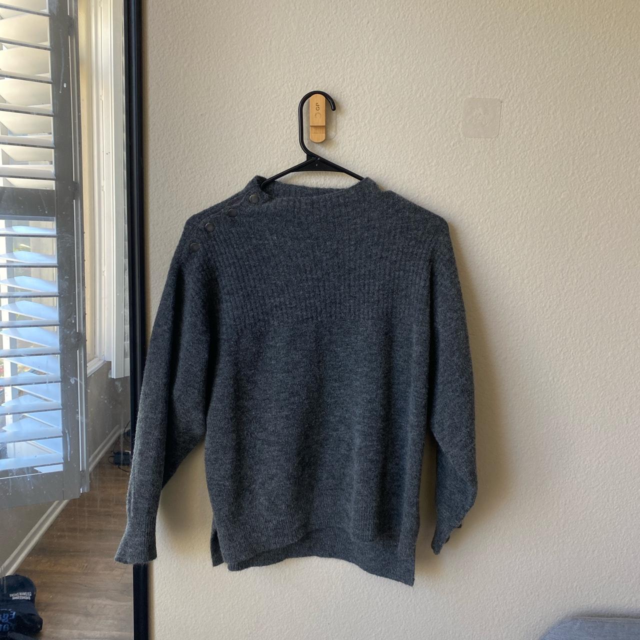 Vintage Wool blended grey sweater has buttons on... - Depop