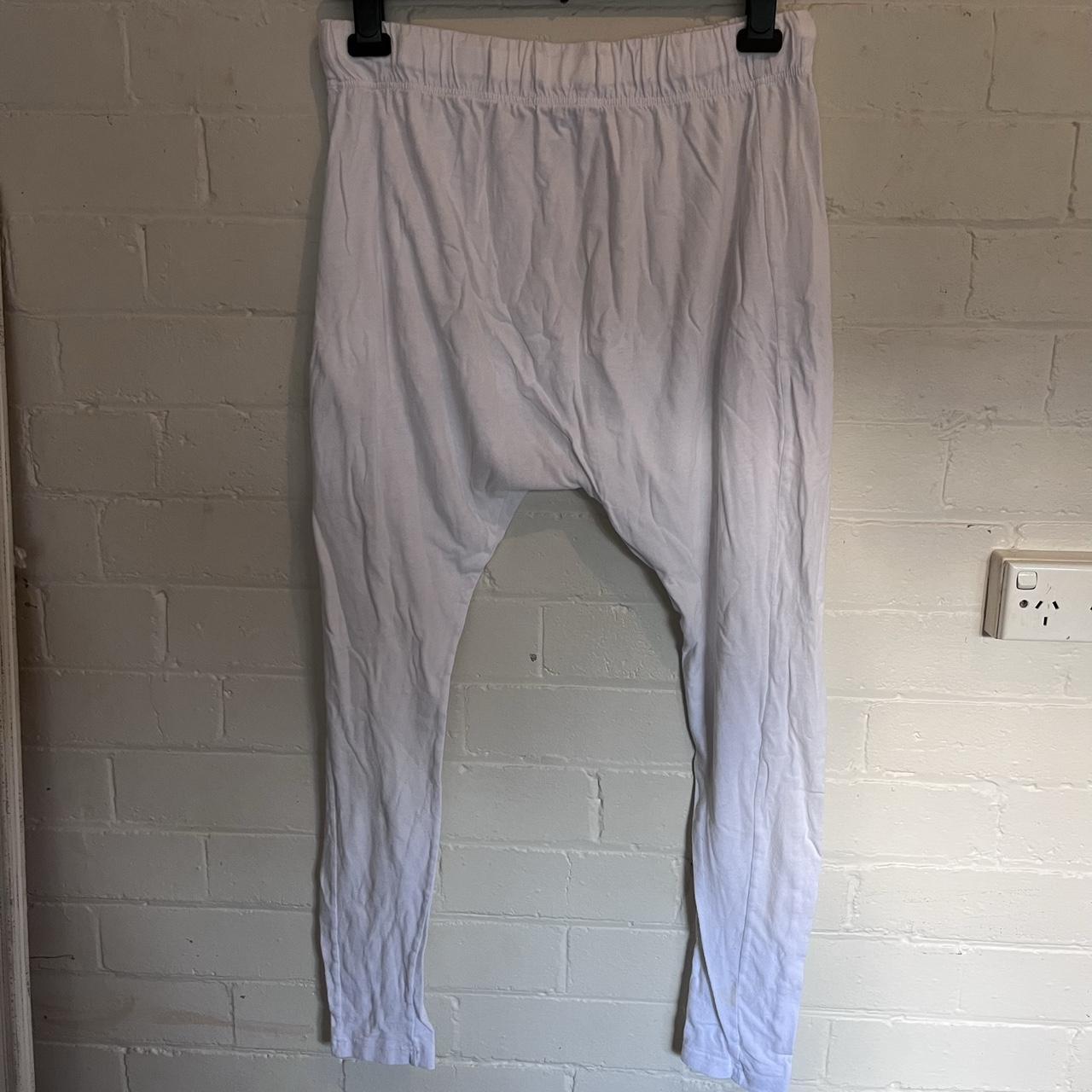 BASSIKE - white poo catcher pants with drawstring... - Depop