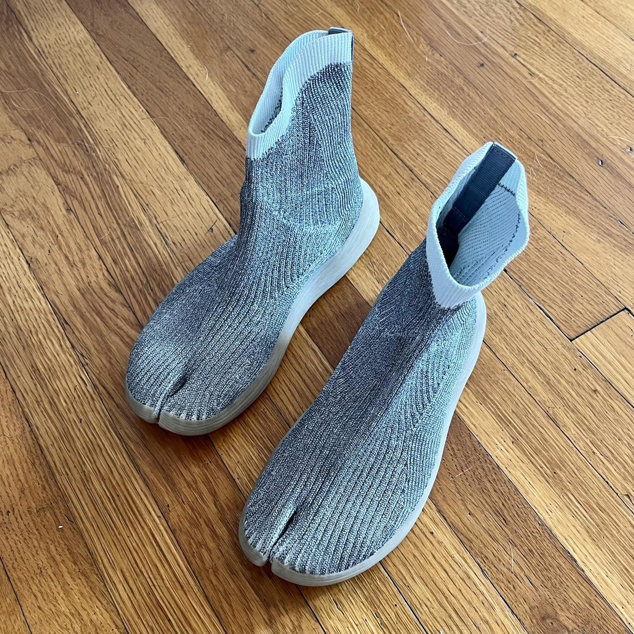 tabi sneakers rib knit split-toe sock boot sneakers... - Depop