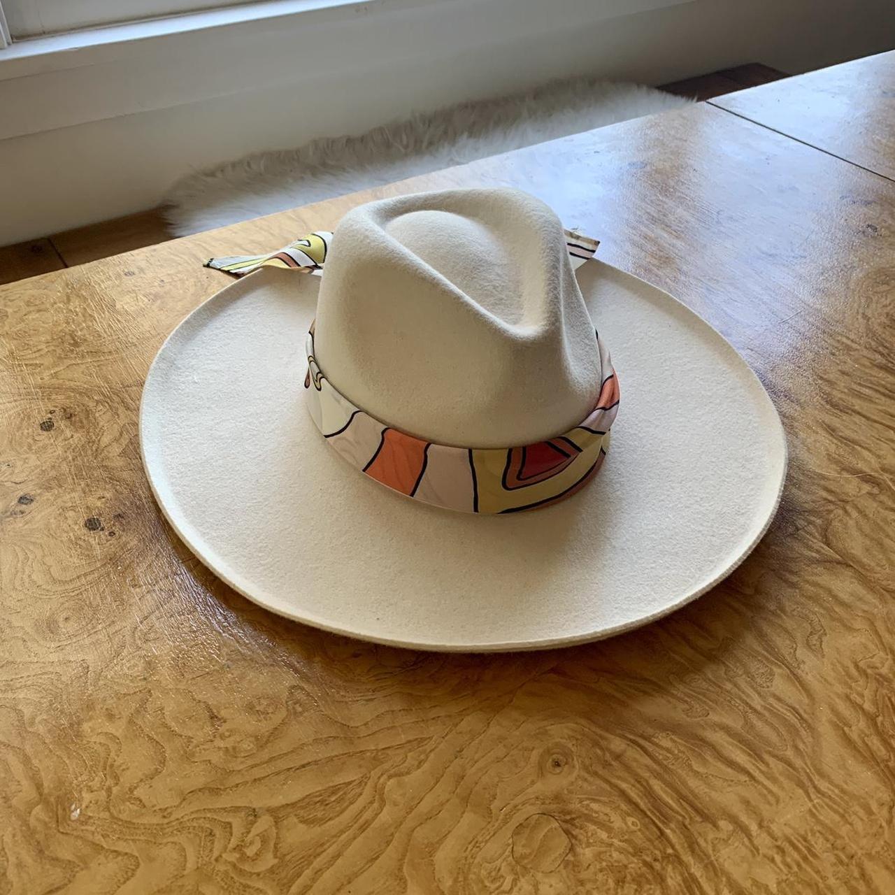 lack of color wool hat never worn! cream colored... - Depop