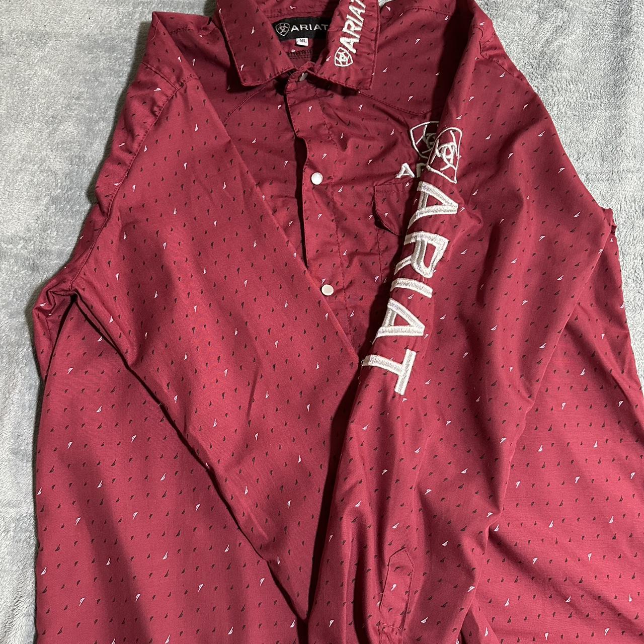 Burgundy Western Ariat button-up shirt never worn... | Depop