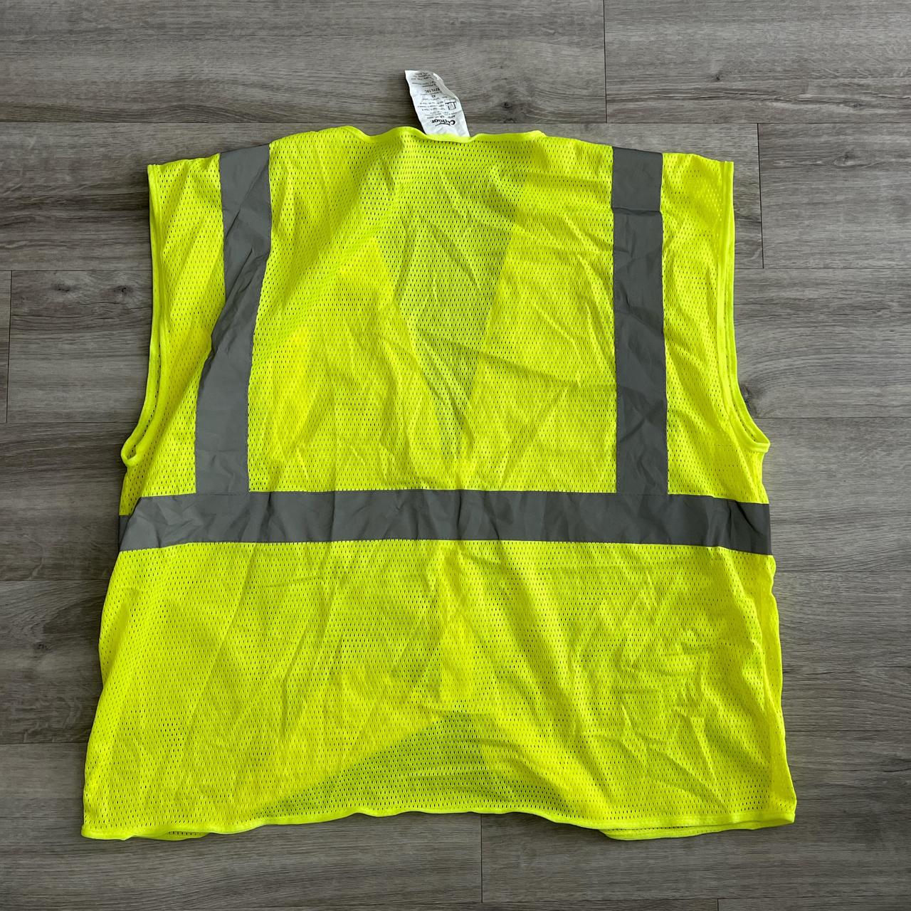 Neon yellow construction zip up vest - Depop