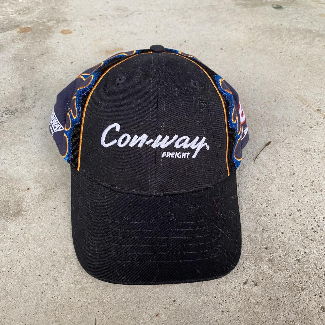 con-way freight racing hat blue flame #nascar... - Depop