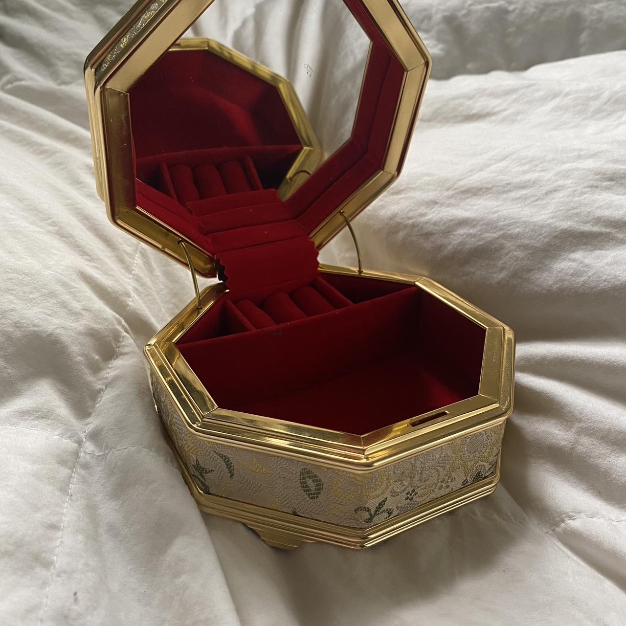 small vintage gold jewelry box made in japan,... - Depop