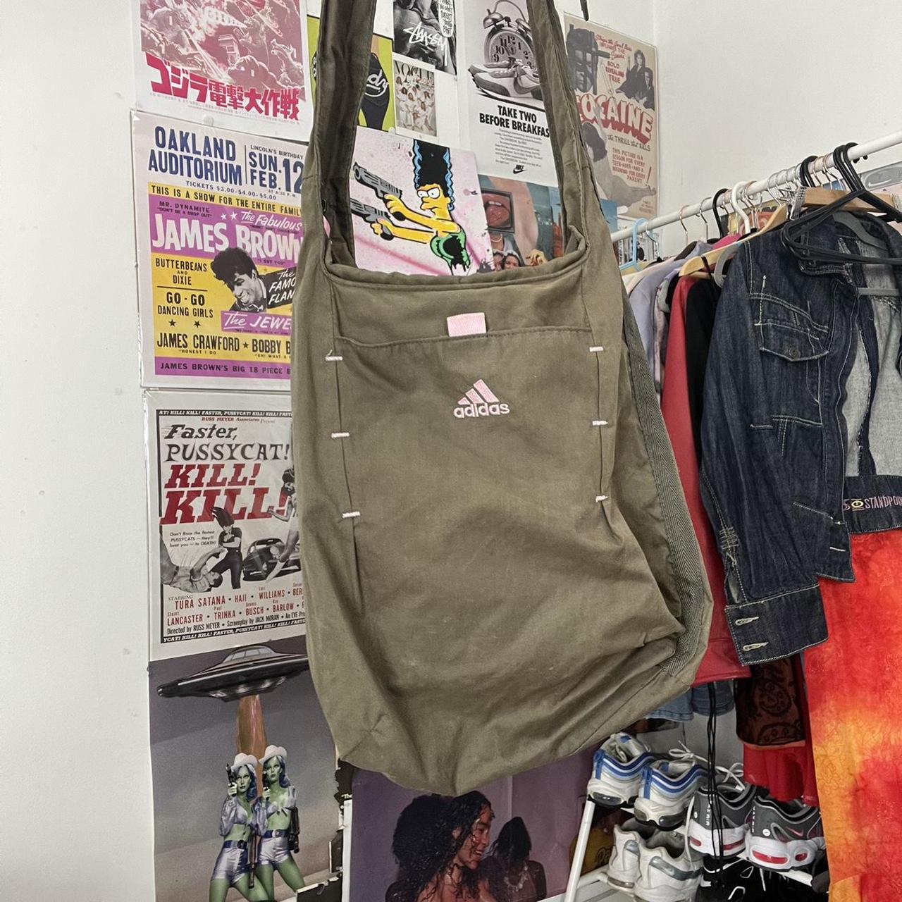 Amazing y2k 00s 90s true vintage ADIDAS khaki sling... - Depop