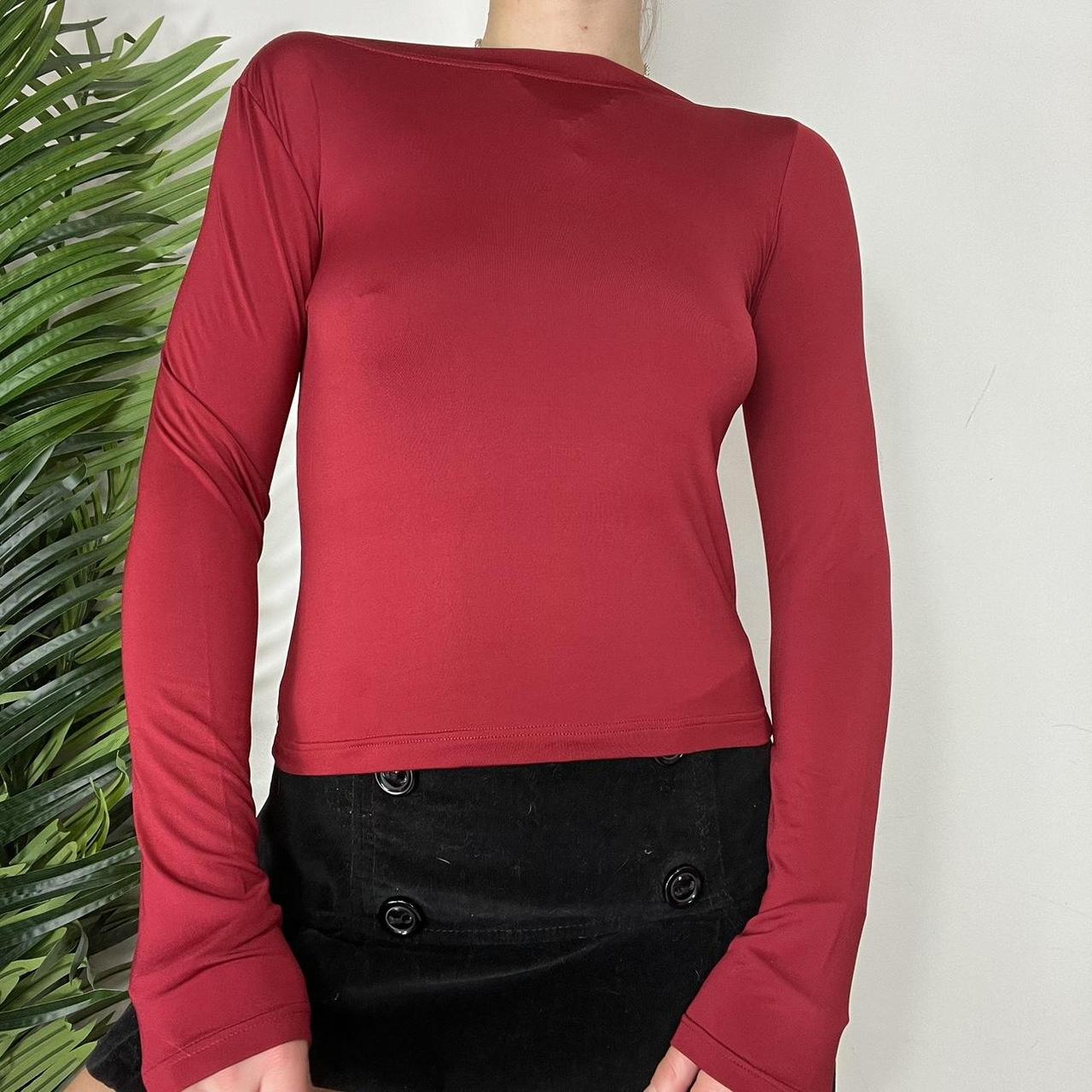 True vintage 90s 00s red long sleeve slightly off... - Depop