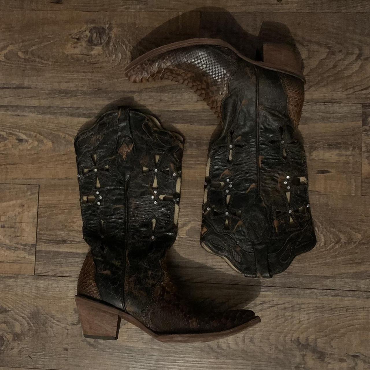 mens corral vintage exotic python snake skin western... - Depop