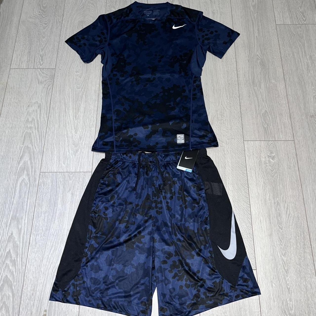 Nike pro combat blue camo training set Size large... - Depop