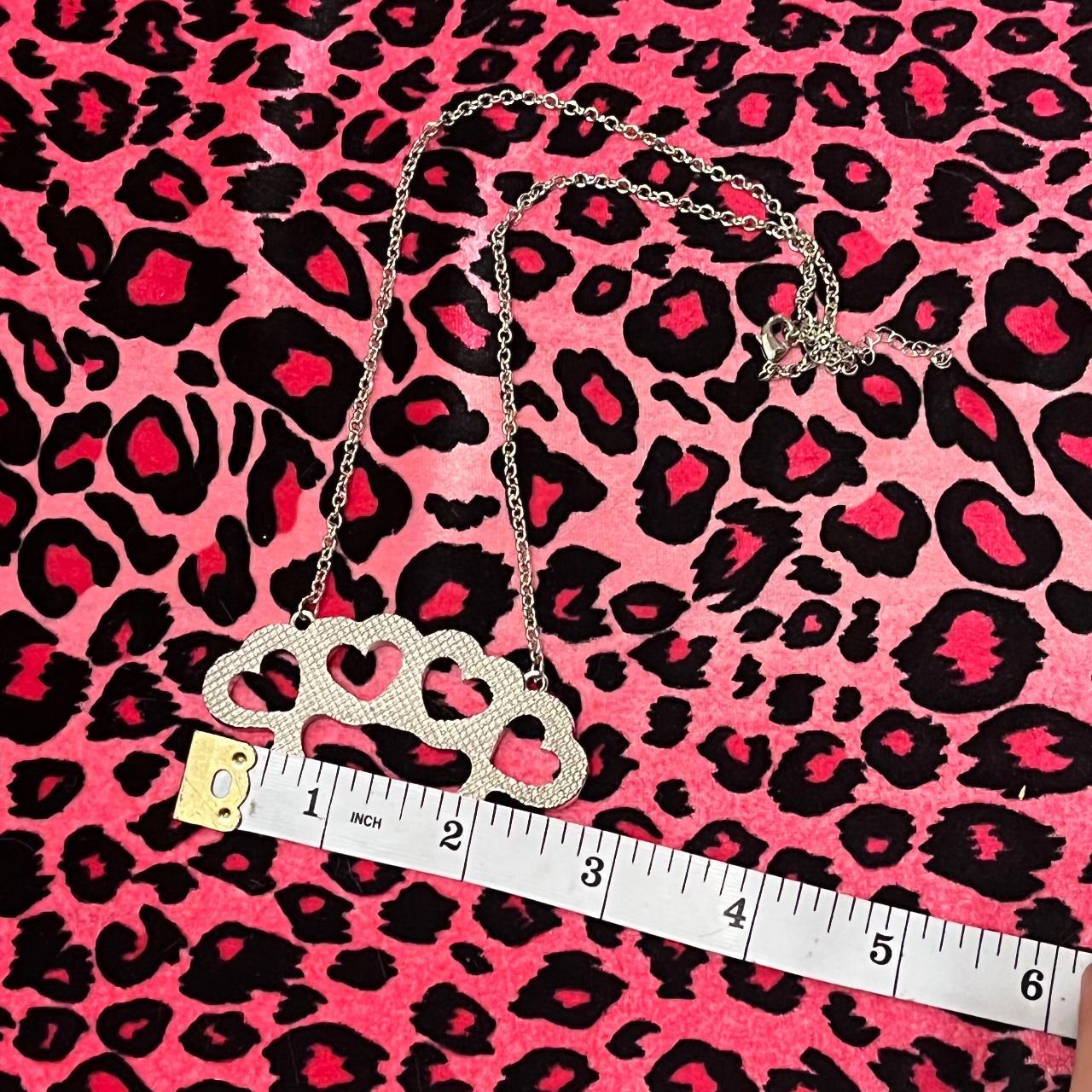 silver brass knuckle rhinestone necklace