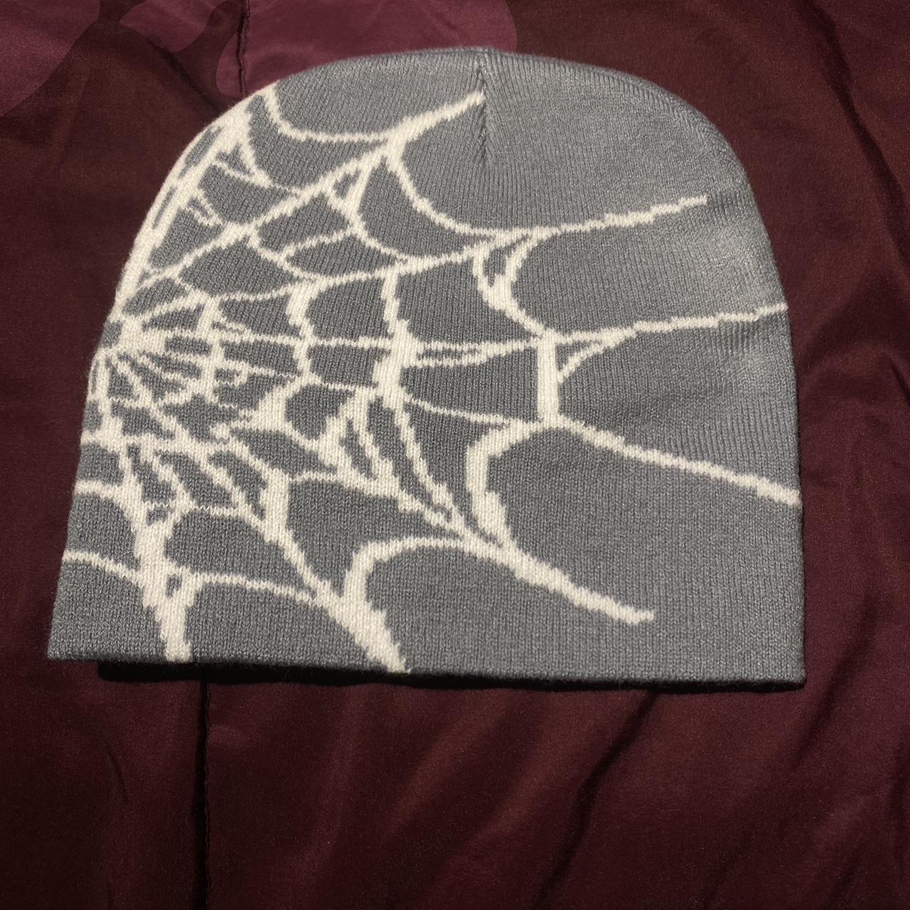 Grey and white spider web beanie #skater #streetwear - Depop
