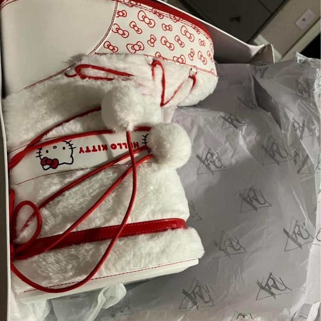 White and red YRU X Hello Kitty collab snow... | Depop