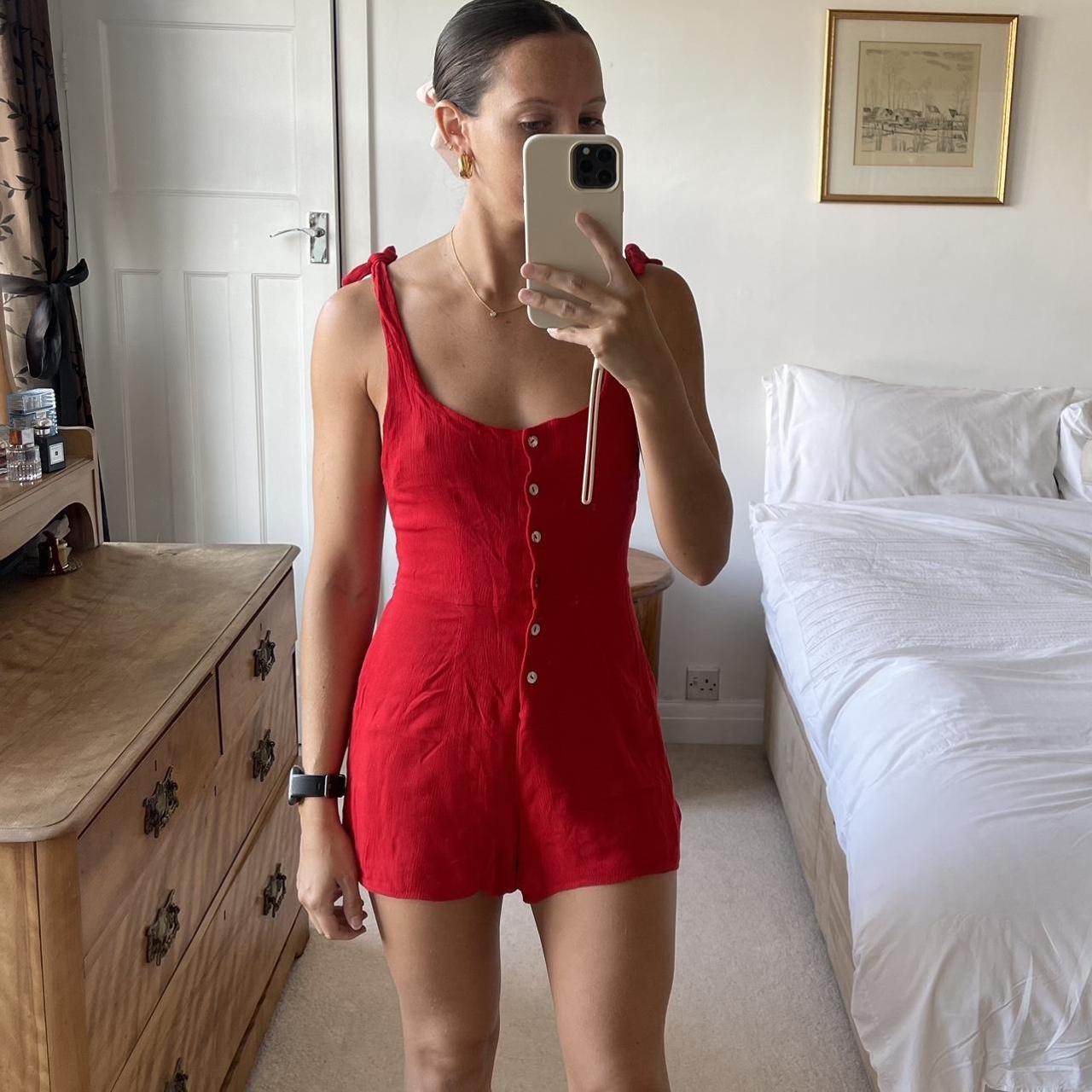 Red Urban Outfitters playsuit, size XS. In excellent... - Depop