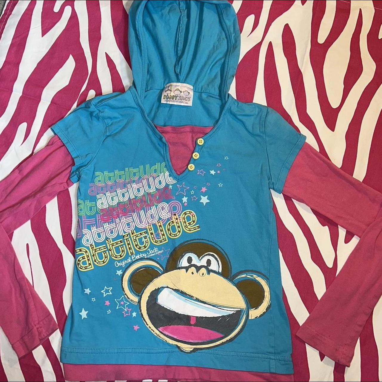 Bobby Jack Women's Blue and Pink T-shirt | Depop